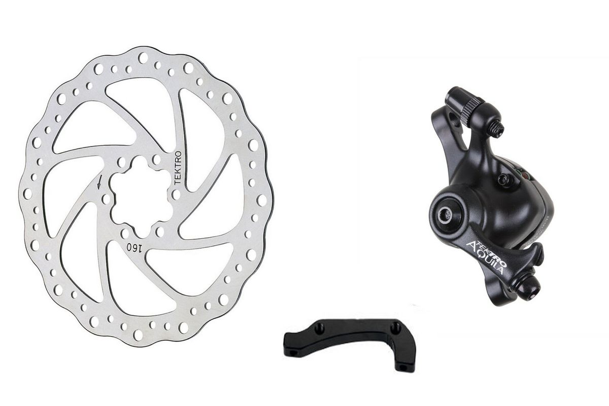 Tektro Aquila Mechanical Disc Brake Caliper With 160mm Wave Rotor + Ad ...