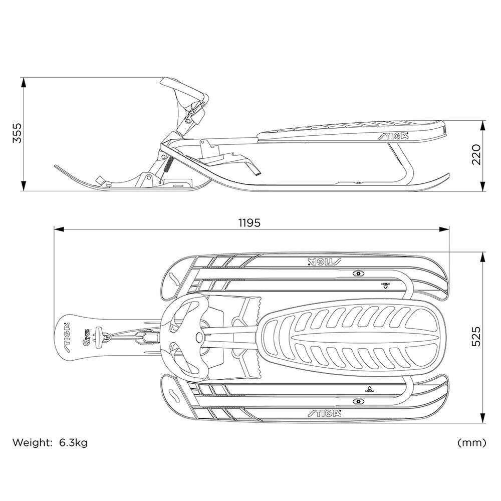 Stiga Snow Racer Curve Pro Snow Sledge - Graphite Grey / Blue | Sport ...